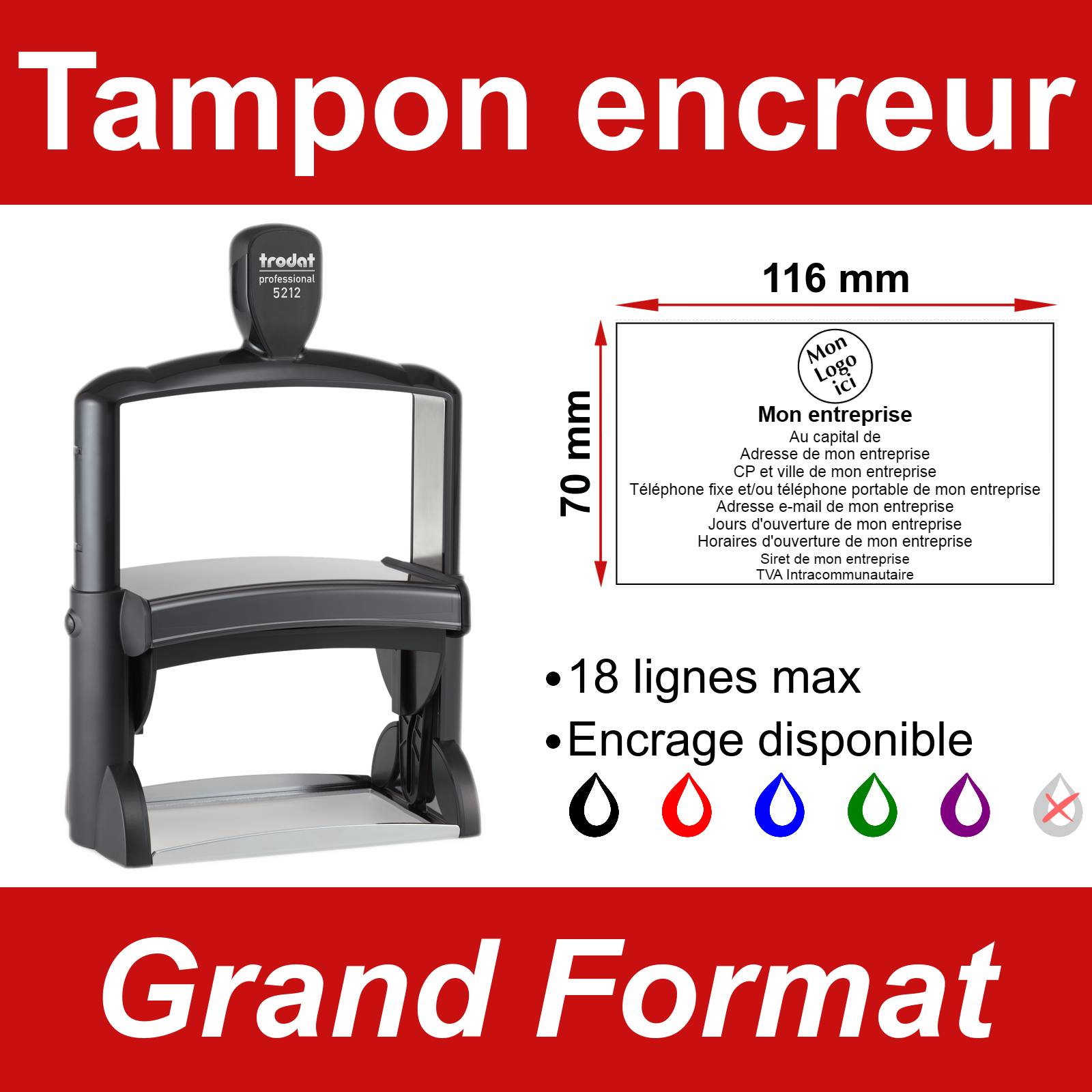 Tampon encreur grand format | Tampon Personnalisé